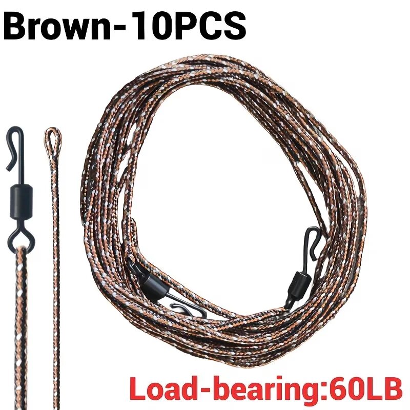 Рыболовные поводки Leadcore 5/10/15 шт, 100 см Коричневый, 10PCS Brown 60lb