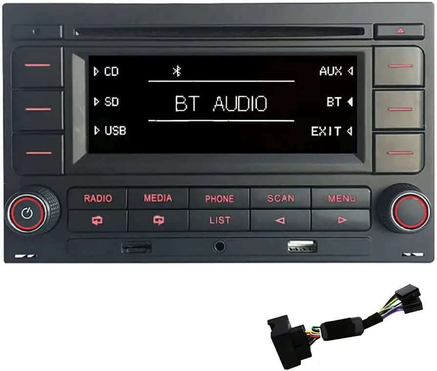Автомобильный радиоприемник SCUMAXCON RCN210, CD-плеер, USB MP3 AUX Bluetooth RCN210-Quadlock plug