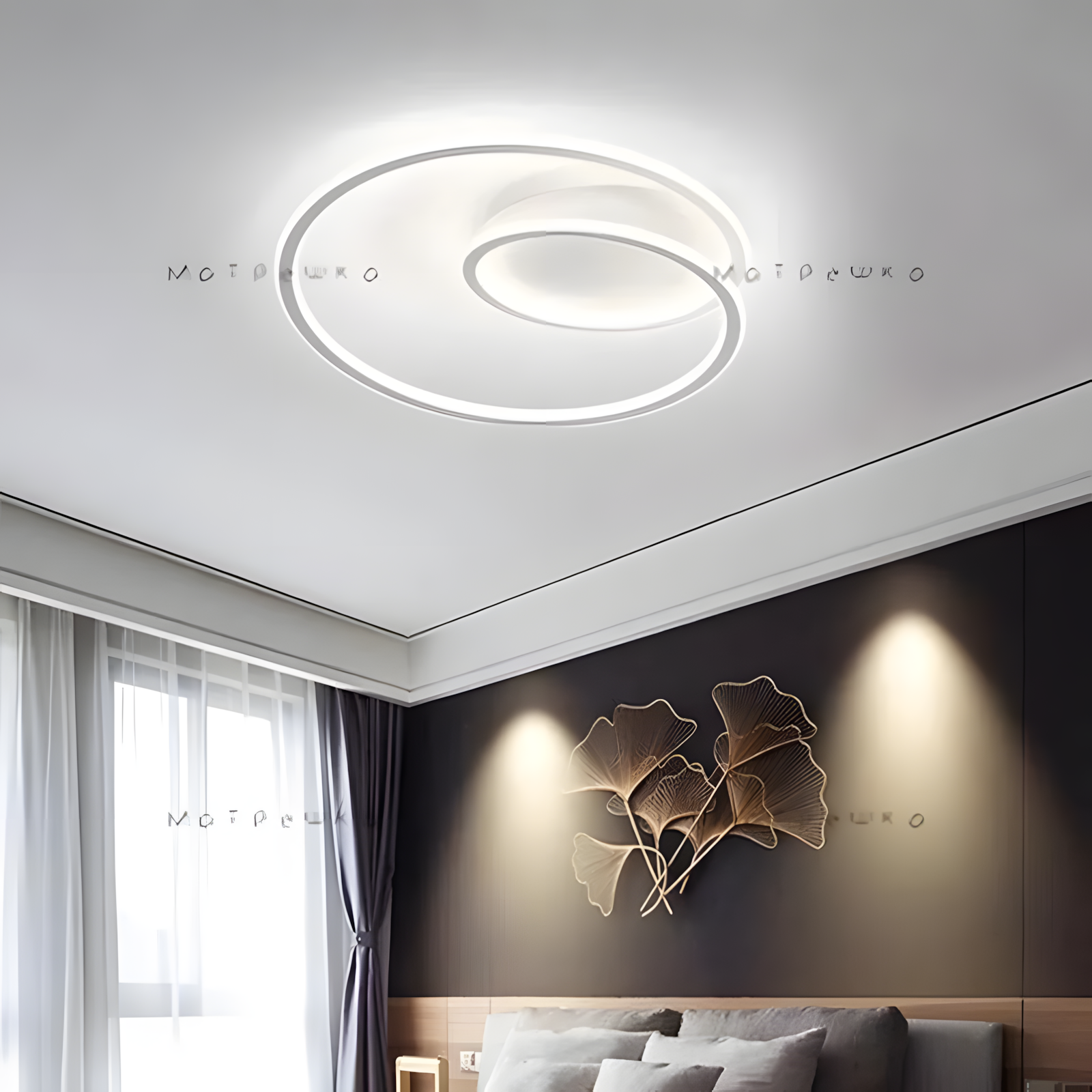 Люстра LED 100 Вт круглая потолочная светодиодная для гостиной спальни белая акрил 50 см