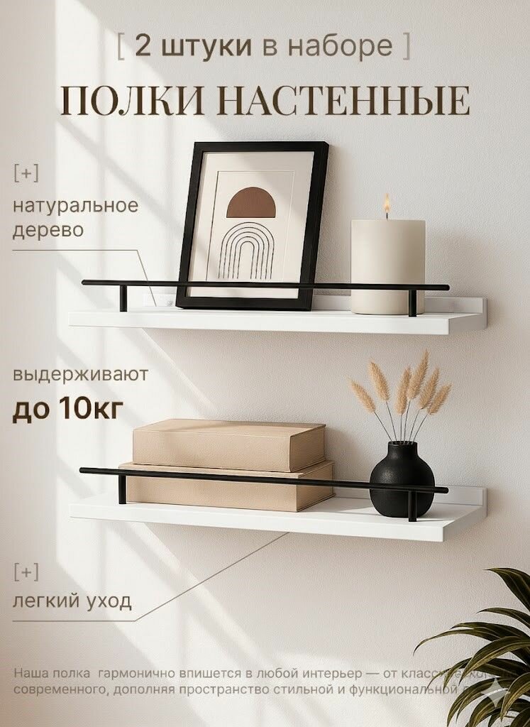 Полки настенные навесные комплект 2 штуки — стеллажи для хранения