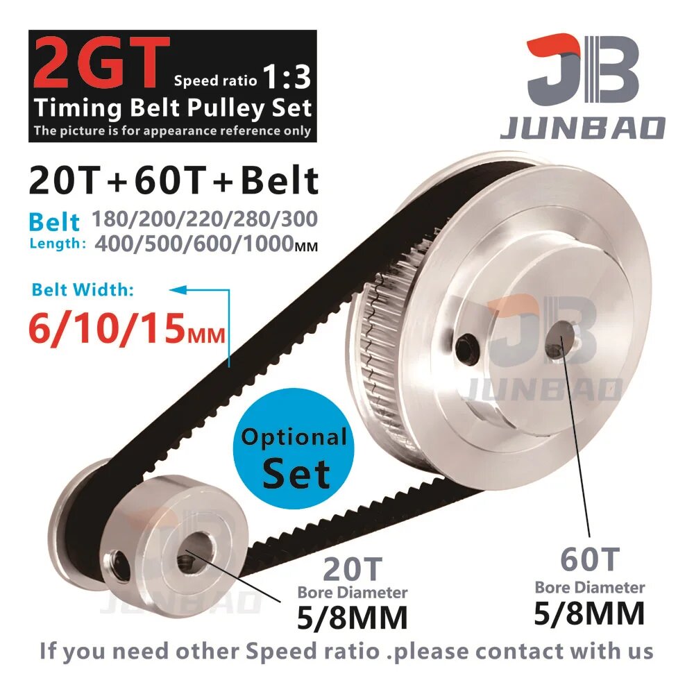 Шкивы ремня ГРМ GT2 20T+60T, ширина 6мм, отв. T20B5-T60B5-