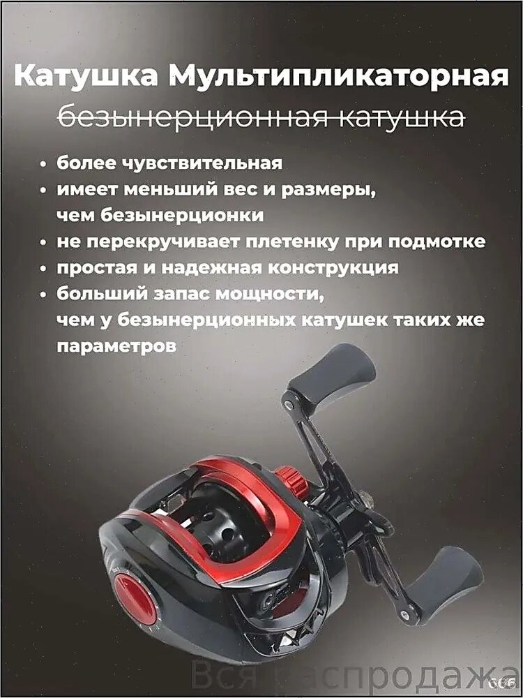 Катушка мультипликаторная LAVRZONЕ под левую руку, передаточное число 7.2:1, 18+1 подшипников — фото 1