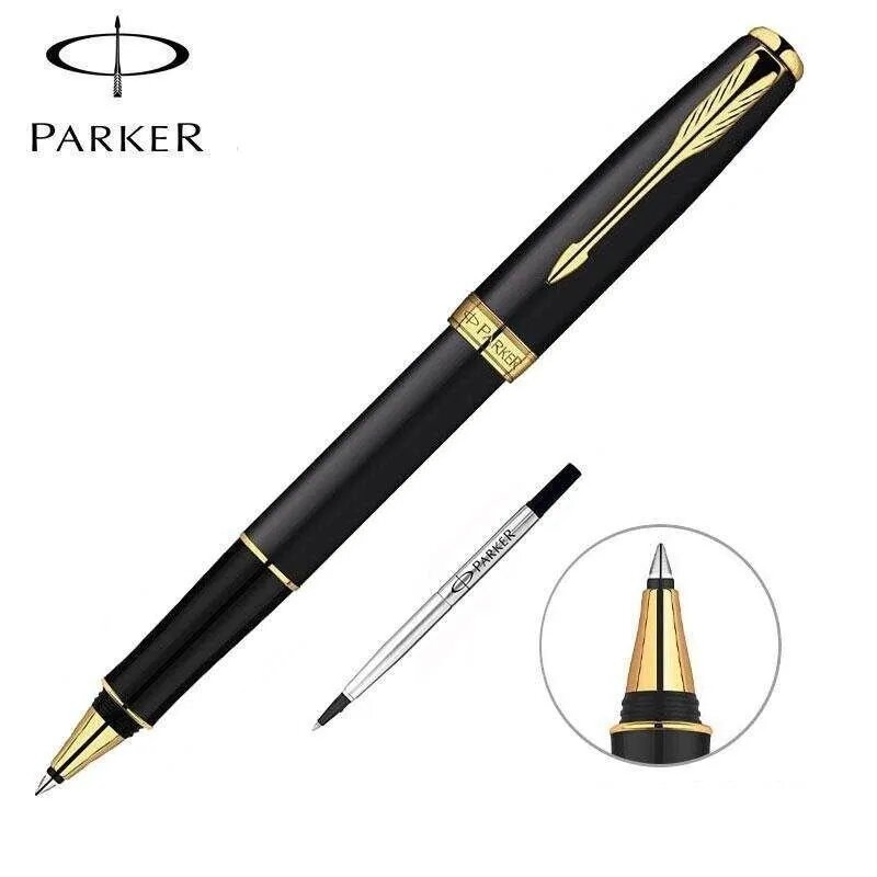 Набор Parker ручек, 1 шт. Матовый черный лакированный колпачок, позолоченный клип