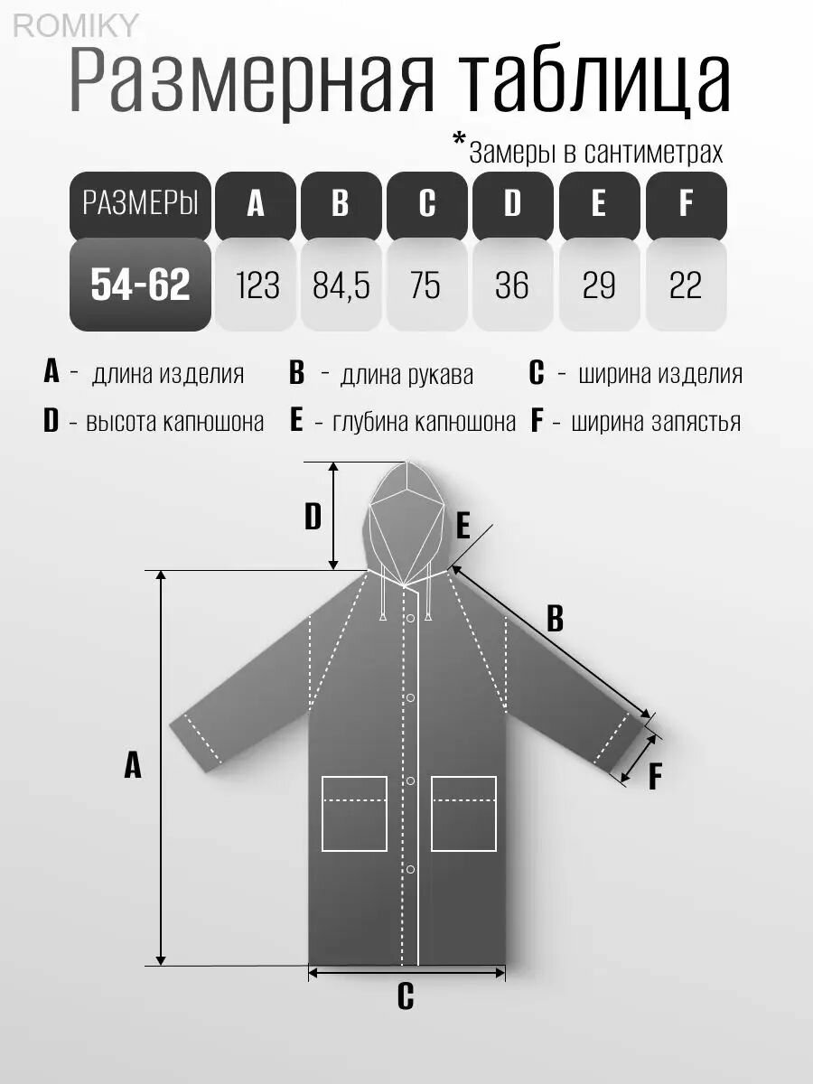 Плащ-дождевик ROMIKY Весна-лето 2025, размер 54-62, серый — фото 1