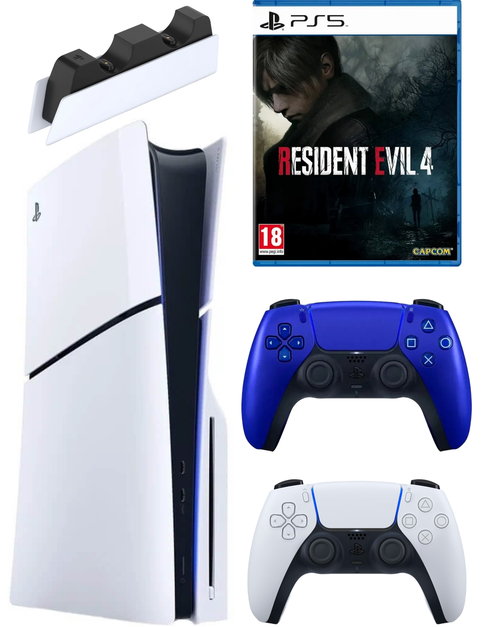 Игровая приставка Sony PS 5 Slim,1ТБ(с дисководом) +2-ой геймпад+Зарядная станция+Resident Evil 4 Remake