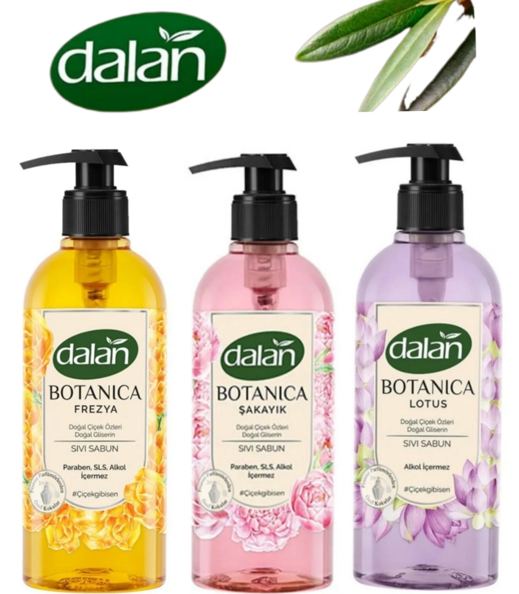 Мыло жидкое "DALAN" Botanica, 3 шт*500мл, Лотос, Пион, Фрезия