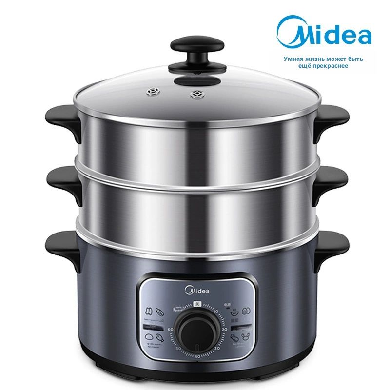 Midea Пароварка электрическая 3265885, серый металлик, серебристый