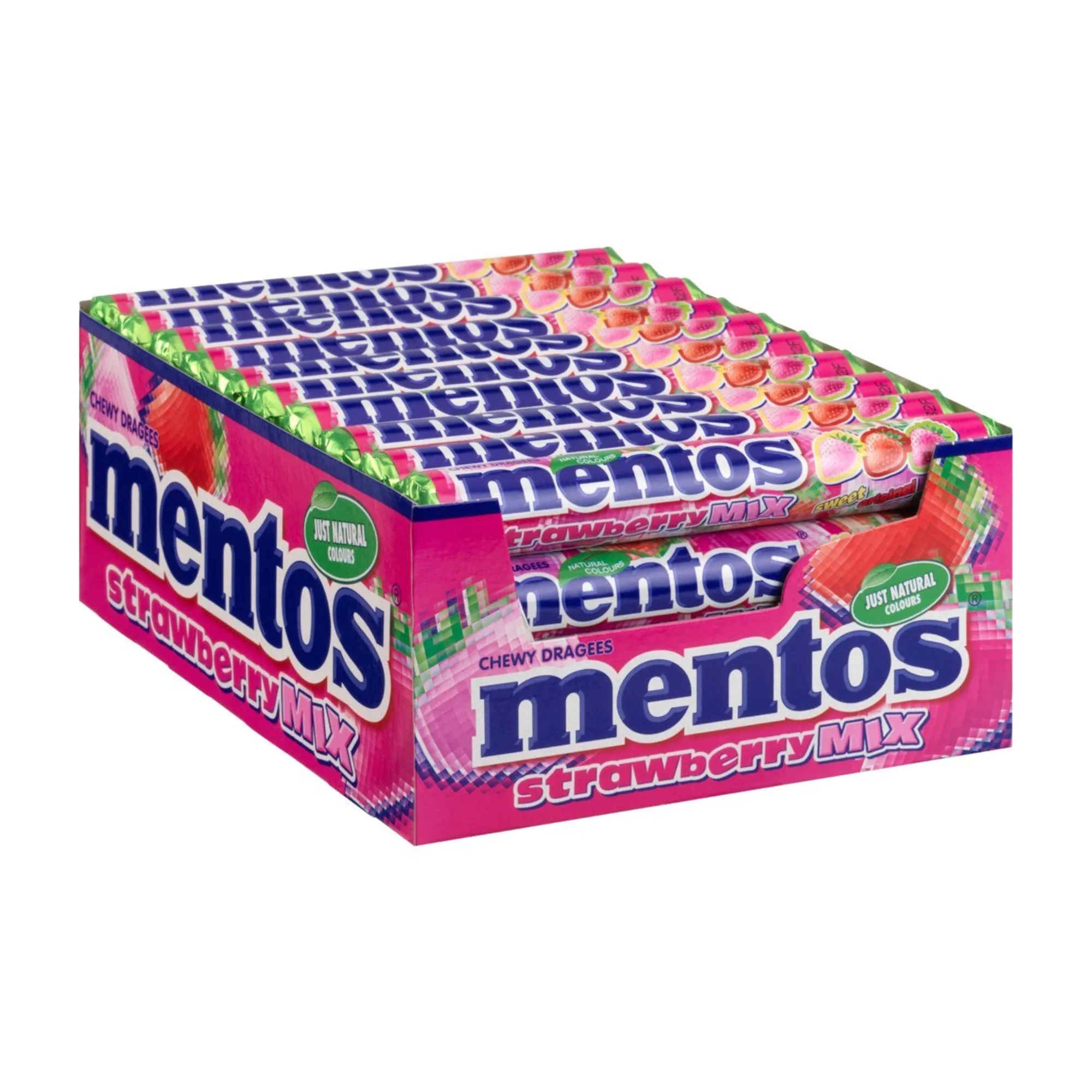 Жевательные конфеты Mentos Strawberry Mix с кисло-сладким клубничным вкусом, 40х37.5 г - 8723400769255