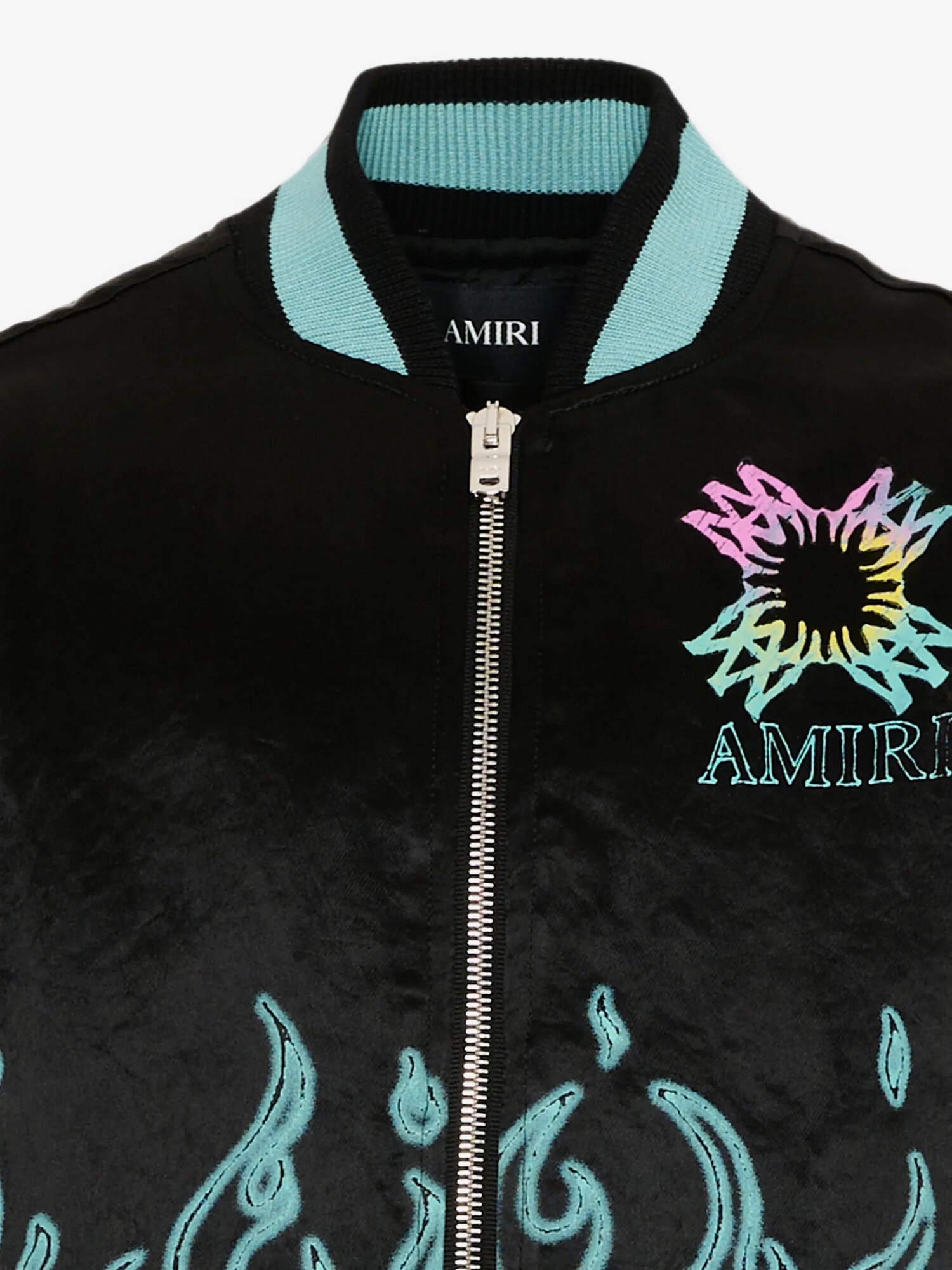 Бомбер AMIRI Embroidered flame-print bomber jacket, размер 6 лет, черный — фото 1