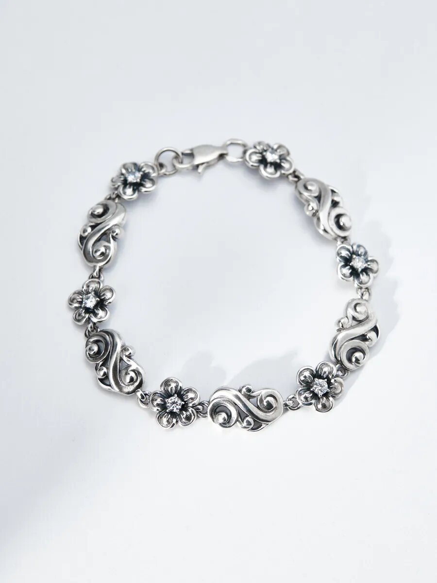 Браслет, серебро, 925 проба, фианит