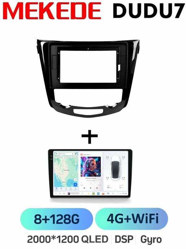 Магнитола Mekede 10" DUDU7 8/128 Gb для Nissan X-Trail xtrail 3 T32 2013-2017, Qashqai 2 J11 F2 (AB) carpay Android