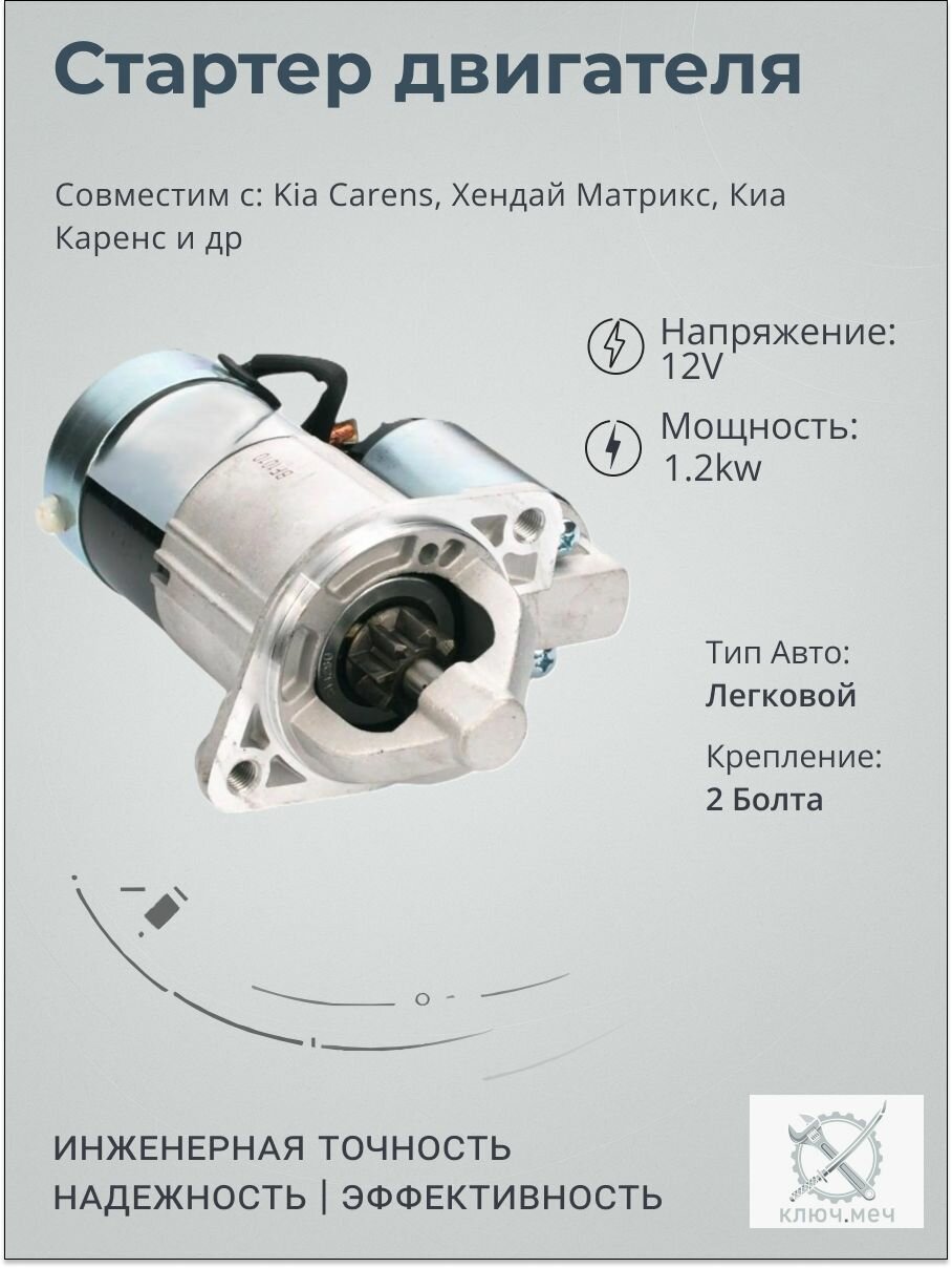 Стартер для Kia Carens, Хендай Матрикс, Киа Каренс