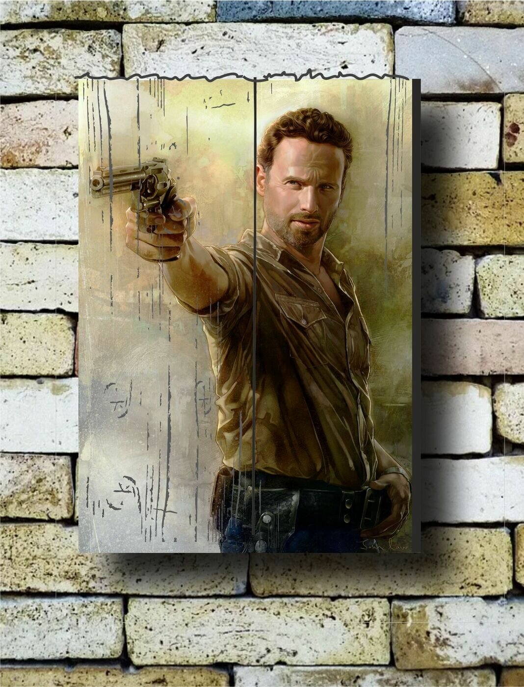 Картина на досках "Ходячие. Walking dead. Рик"