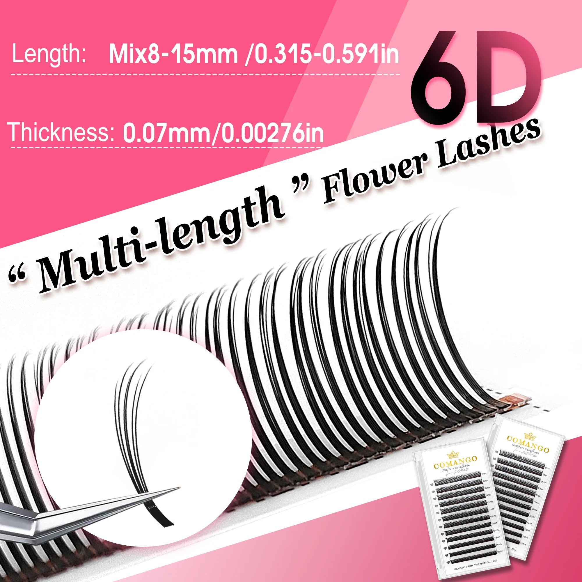 CoMango Flora Fairy 3D/5D/6D накладные ресницы LU, mix 8-12mm, 6D