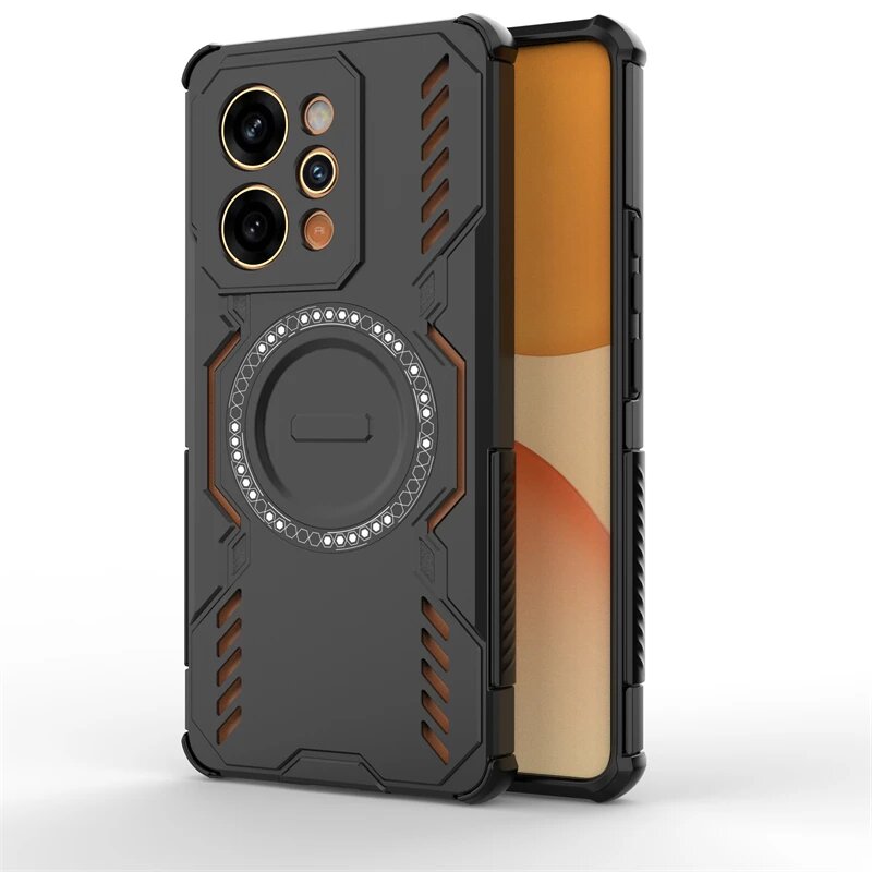 Чехол для Realme P4 Power с магнитным кольцом, беспроводной зарядкой, защитой от Черный, Black