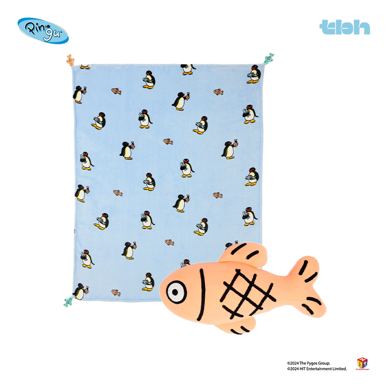 Плед-подушка 2-в-1 из фланели серии Pingu от tbh Beast Home Furnishings для гостиной и дивана Серия сотрудничества