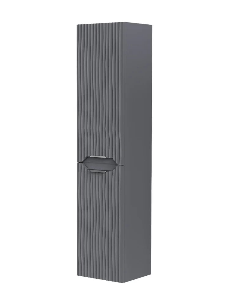 Шкаф-пенал для ванной EQUIL Mirage 36 L подвесной, 36 см, серый, матовый, с дверками, из МДФ