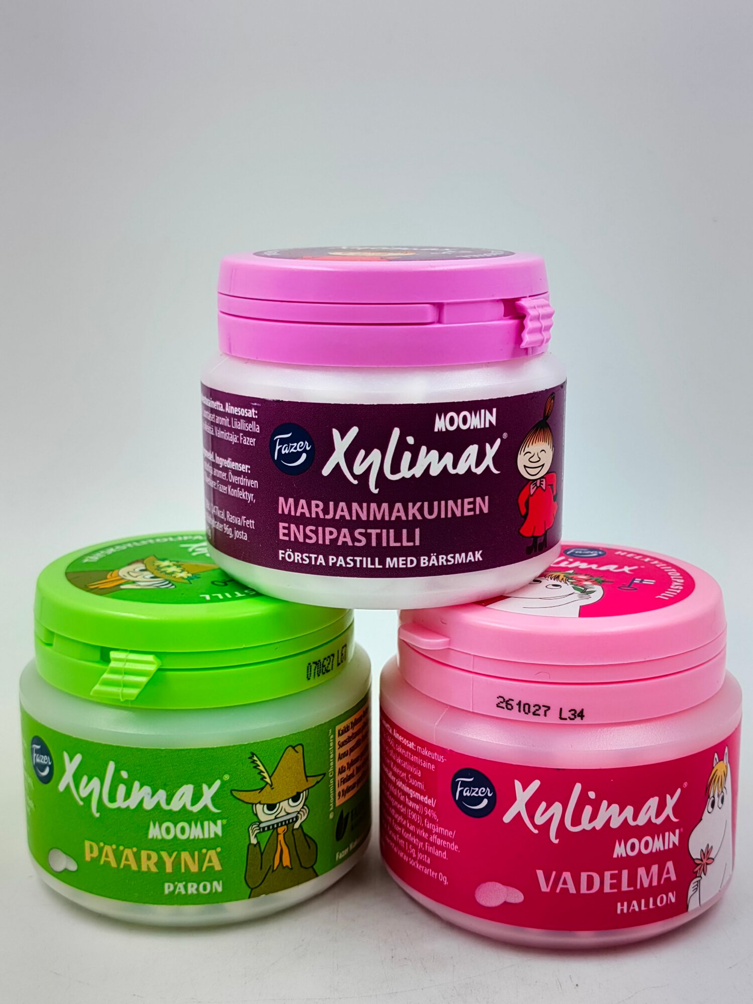 Fazer Xylimax Пастилки с ксилитом Moomin со вкусом ягод, груши, малины, (3 шт. по 90 г) 270 г, из Финляндии