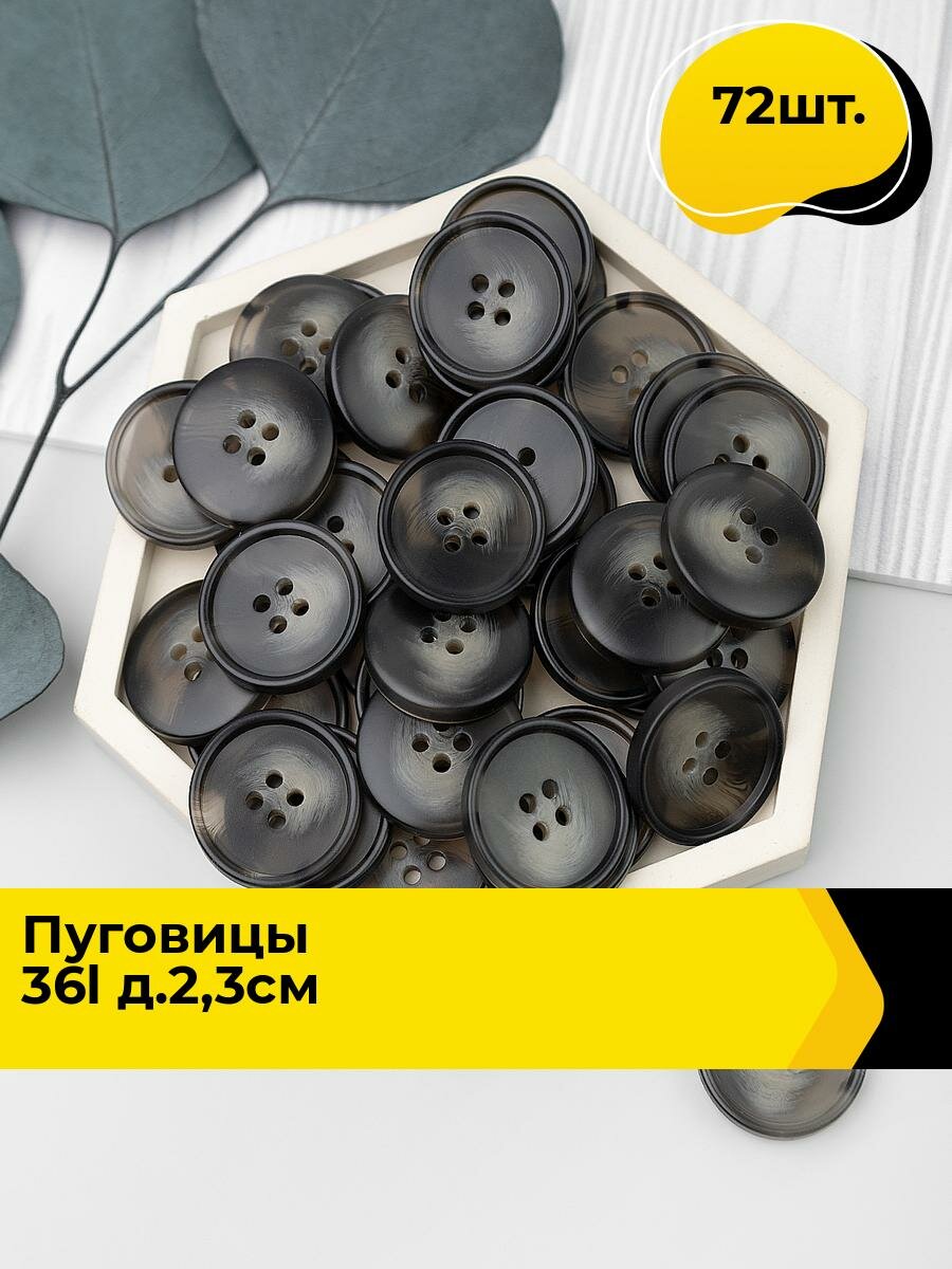 Пуговицы декоративные для рукоделия костюмные, набор пуговиц, 36L, 2.3 см, 72 шт.