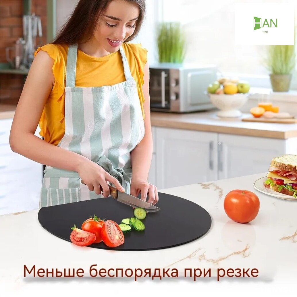 Премиум круглая доска 35х29 см, черная