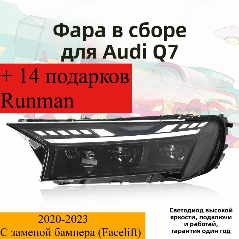 Комплект фар Audi Q7 (2020-2023) Рестайлинг 2025 Laser Matrix + 14 подарков Runman