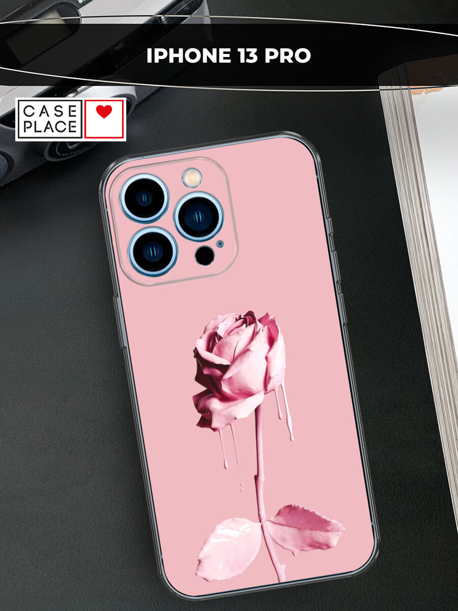Чехол на Apple iPhone 13 Pro / Айфон 13 Про с принтом Роза в краске