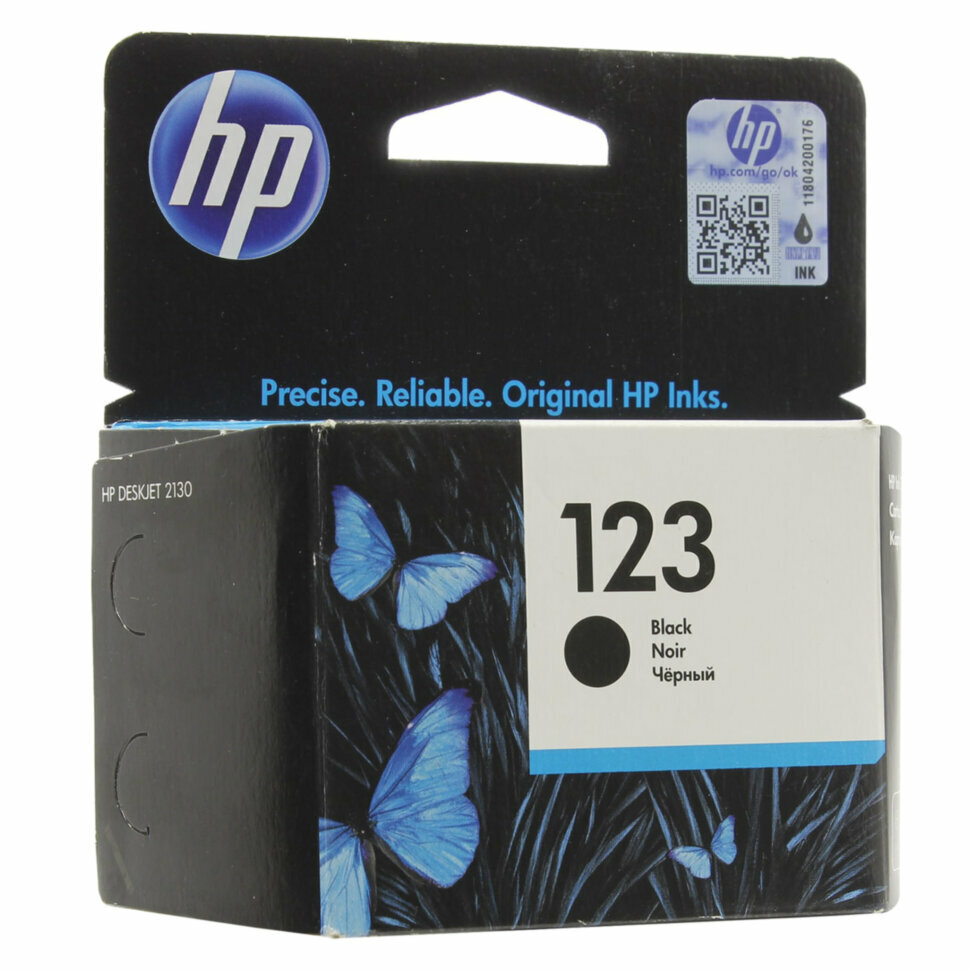 Картридж струйный HP (F6V17AE) Deskjet 2130, №123, чёрный, оригинальный, ресурс 120 стр, 362197