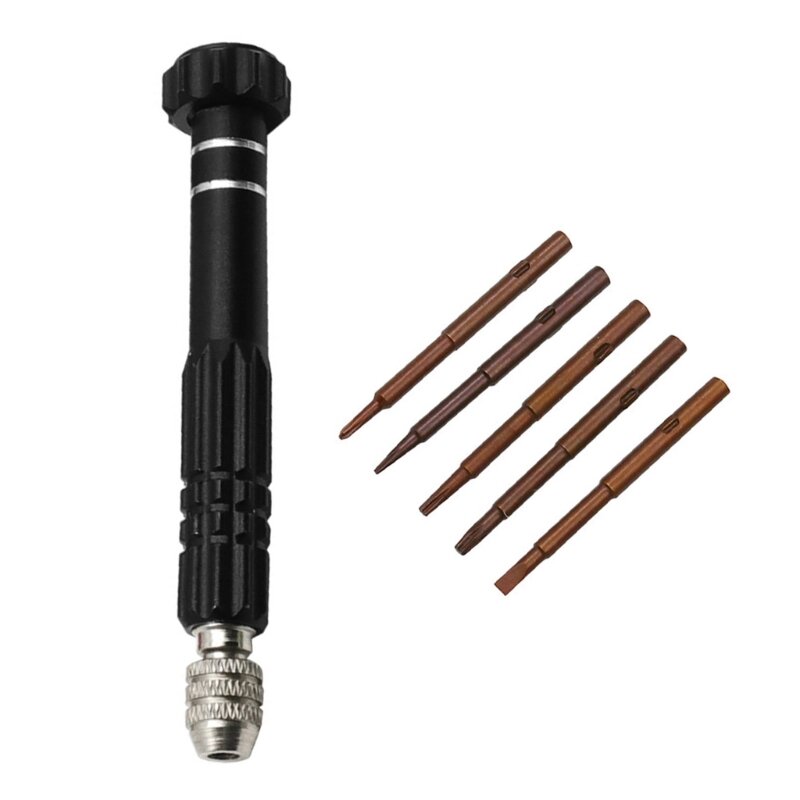 Portable 5 in 1 Multiple Tool Screwdriver Disassembly Kit with Interchangeabled Heads for DIYer Enthusiasts & Craftsmen