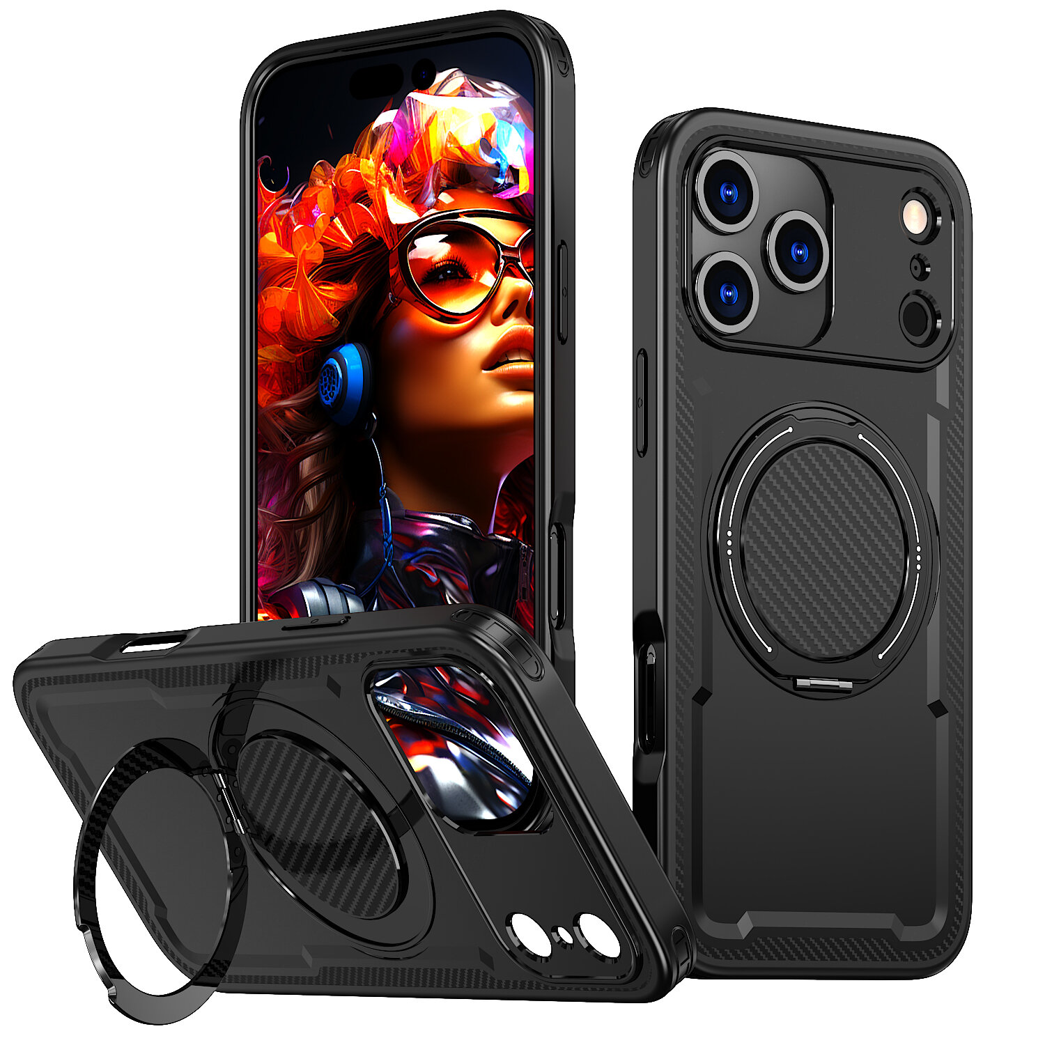 Чехол для Apple iPhone 17 Pro Max / Айфон 17 Про Макс, soft touch, чехол-кардиомонитор, поликарбонат (PC), защита камеры, ударопрочный, встроенная подставка, усиленные углы, Apple, Apple iPhone 17 Pro Max