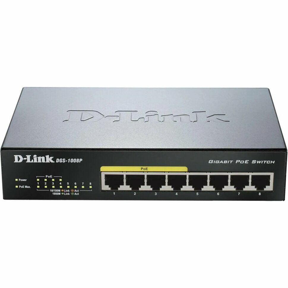 Коммутатор D-Link DGS-1008P/E1A, 2012163