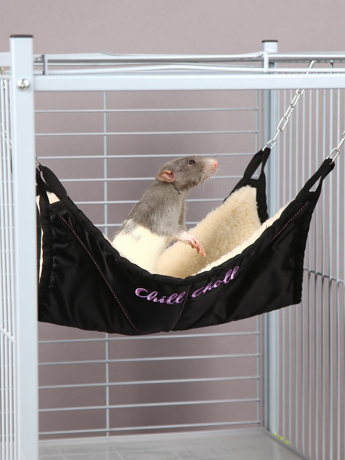Гамак Chill Choll для хорька/кролика с овчиной/ размер 45х45 см/ в клетку для крупных грызунов