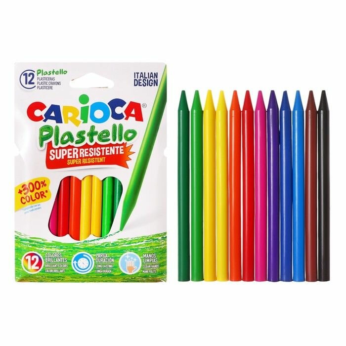 Мелки Carioca "Plastello", пластиковые, 12 цветов