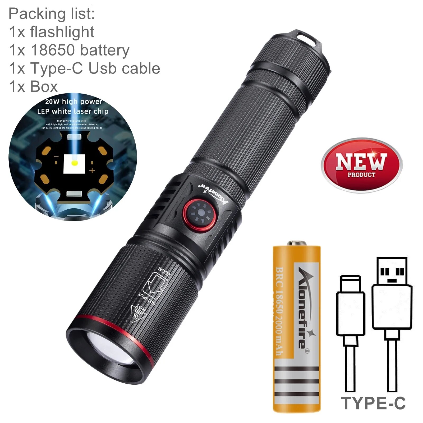 AloneFire SV96 фонарик 18650 battery