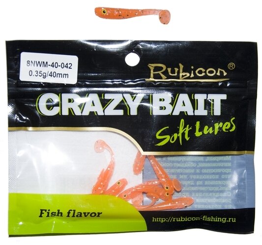 Съедобная силиконовая приманка RUBICON Crazy Bait NWM 0.35g, 40mm, цвет 042
