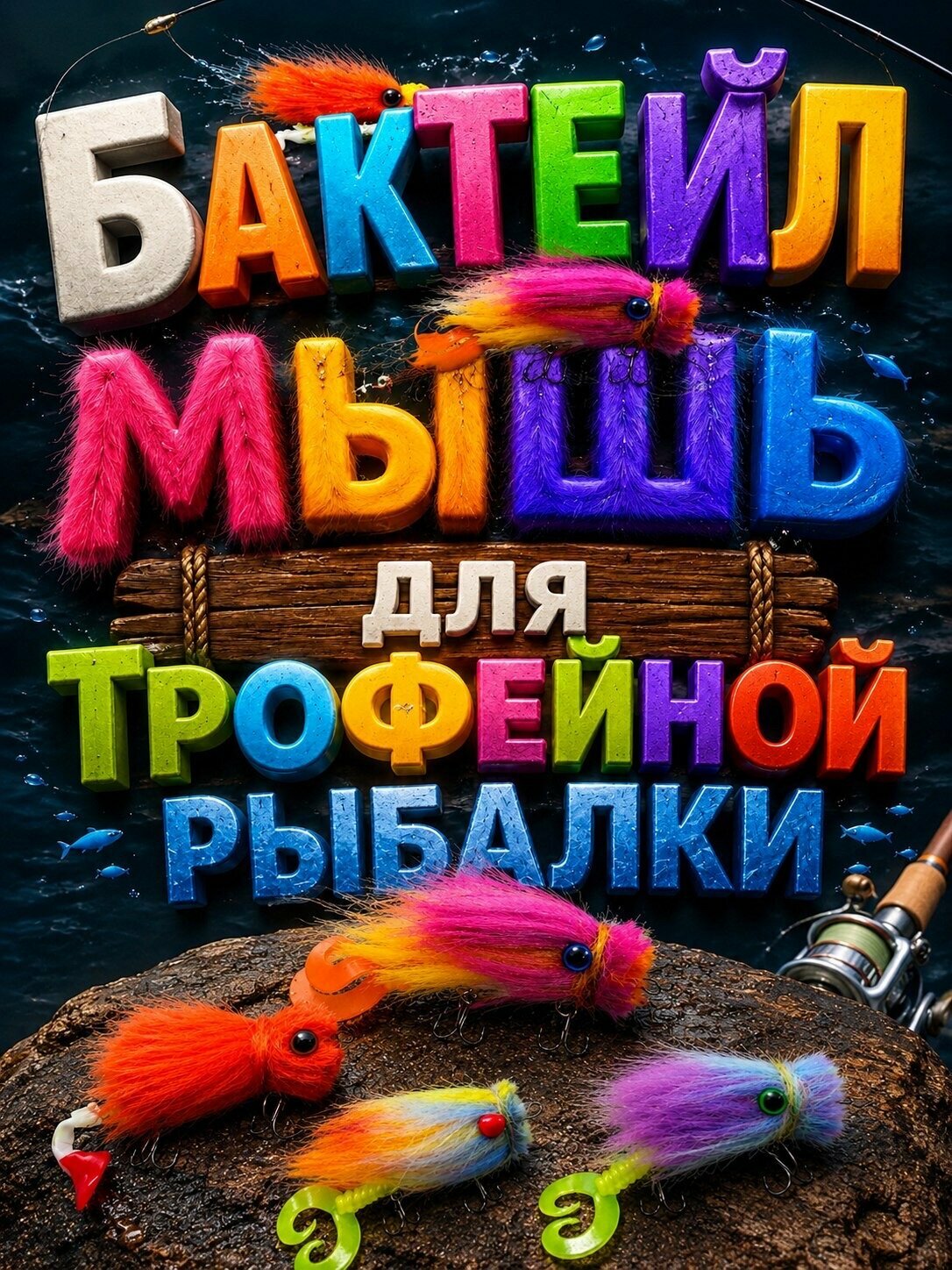 Приманка на щуку бактейл Мышь, искусственный мех, 140мм