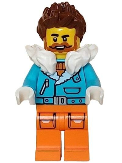 Минифигурка Lego cty1612 Arctic Explorer Captain - Male, Medium Azure Jacket, White Fur Collar, Reddish Brown Hair, Dark Orange Beard