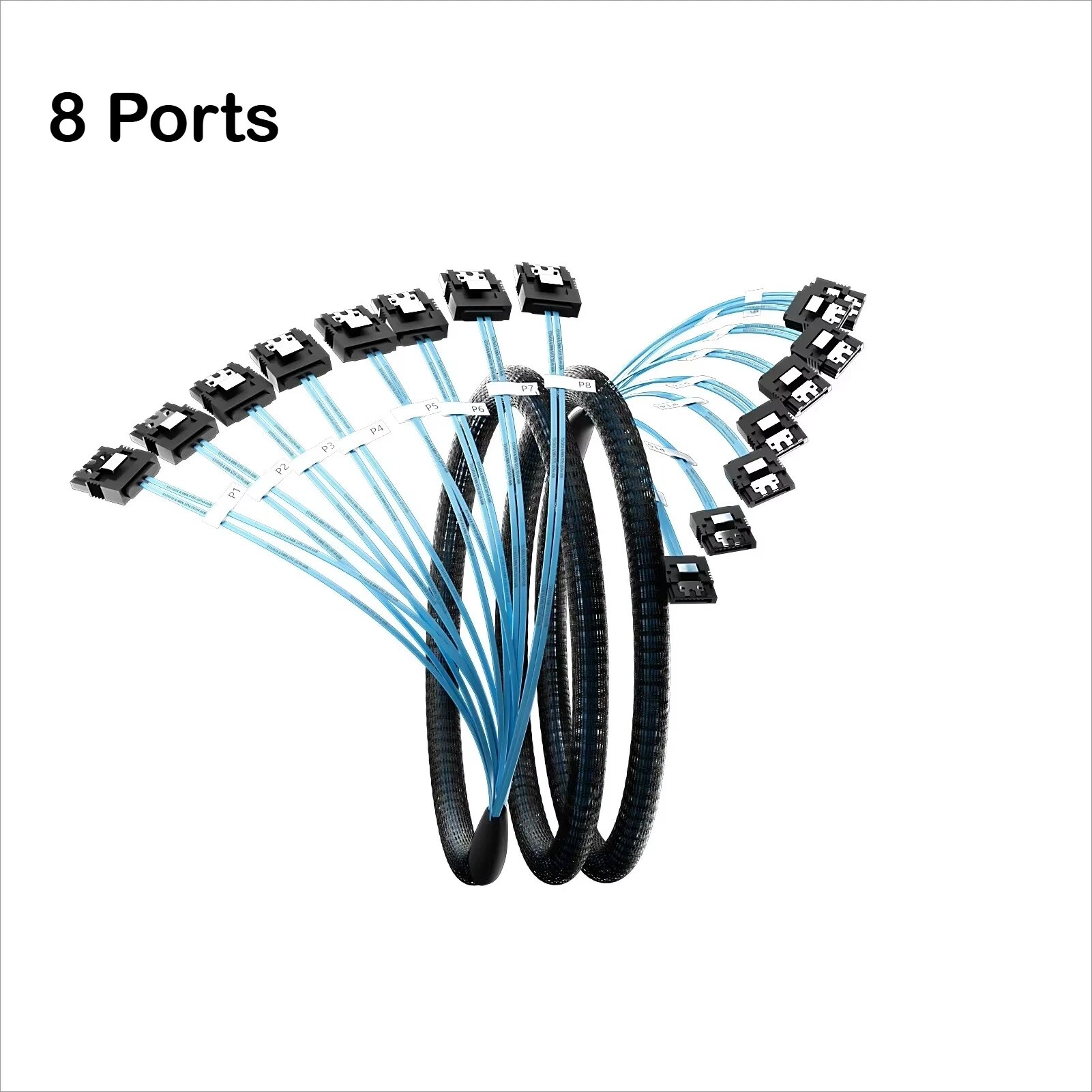 Кабель SATA-SATA GQZJHOME 4/6/8 портов 100CM, 8SATA Cable