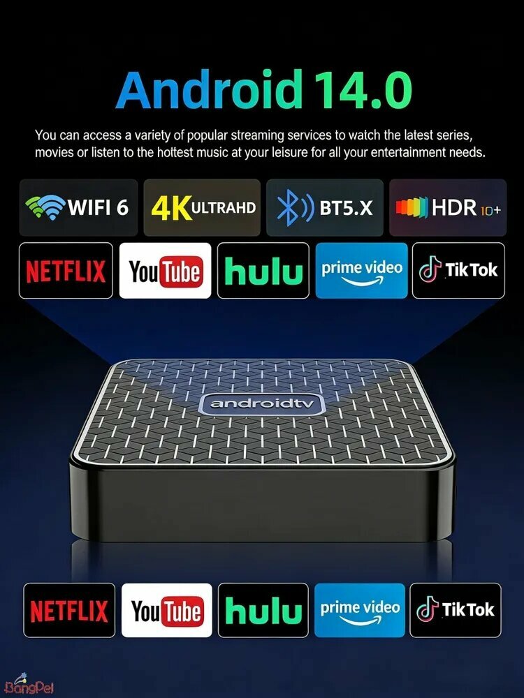 ТВ приставка для телевизора, смарт ТВ приставка, Smart TV, 2GB/16GB, Android, бесплатное ТВ, Wi-Fi, Bluetooth пульт, медиаплеер
