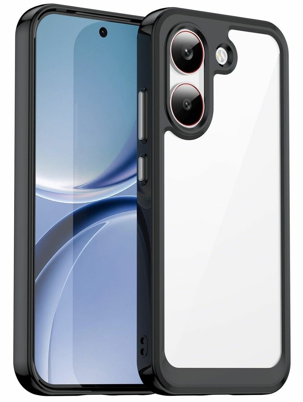 Чехол на Poco X8 Pro 5G пластиковый с силиконовой окантовкой чёрный