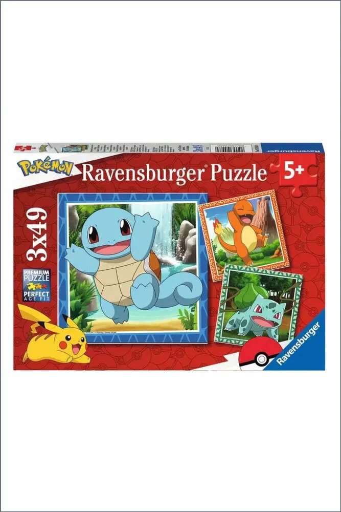 Детский набор пазлов Ravensburger Pok mon 3x49 деталей, развивающая головоломка для детей от 5 лет, качественный картон, яркие изображения популярных мультяшных героев, отличный подарок для