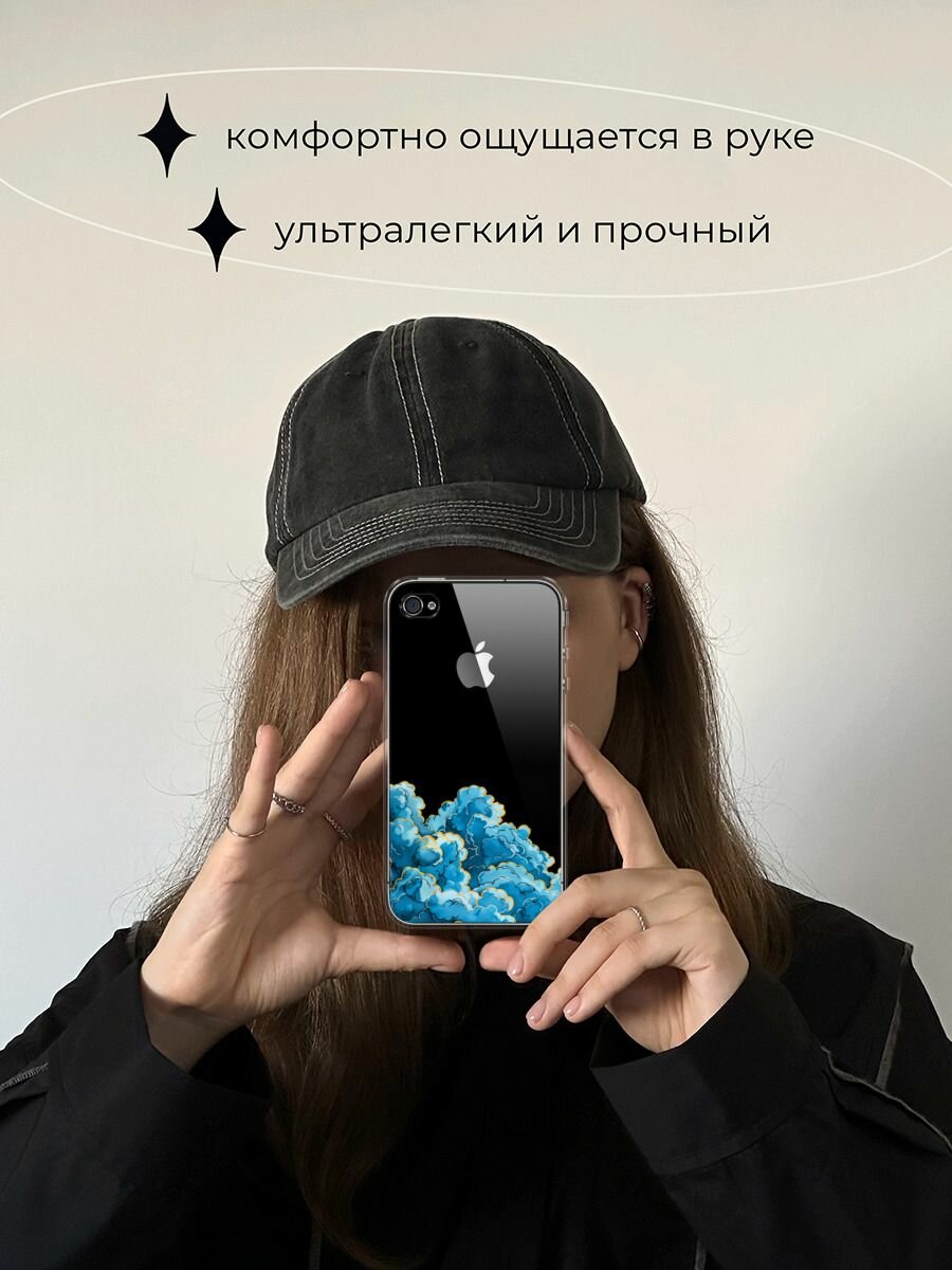 Чехол на Apple iPhone 4/4S / Айфон 4/4S с принтом Звезда и облака, прозрачный — фото 1