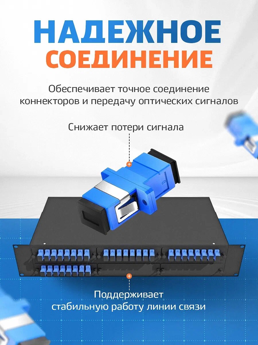 Розетка оптическая, адаптер для оптического кросса SC/UPC SM simplex, 10шт — фото 1