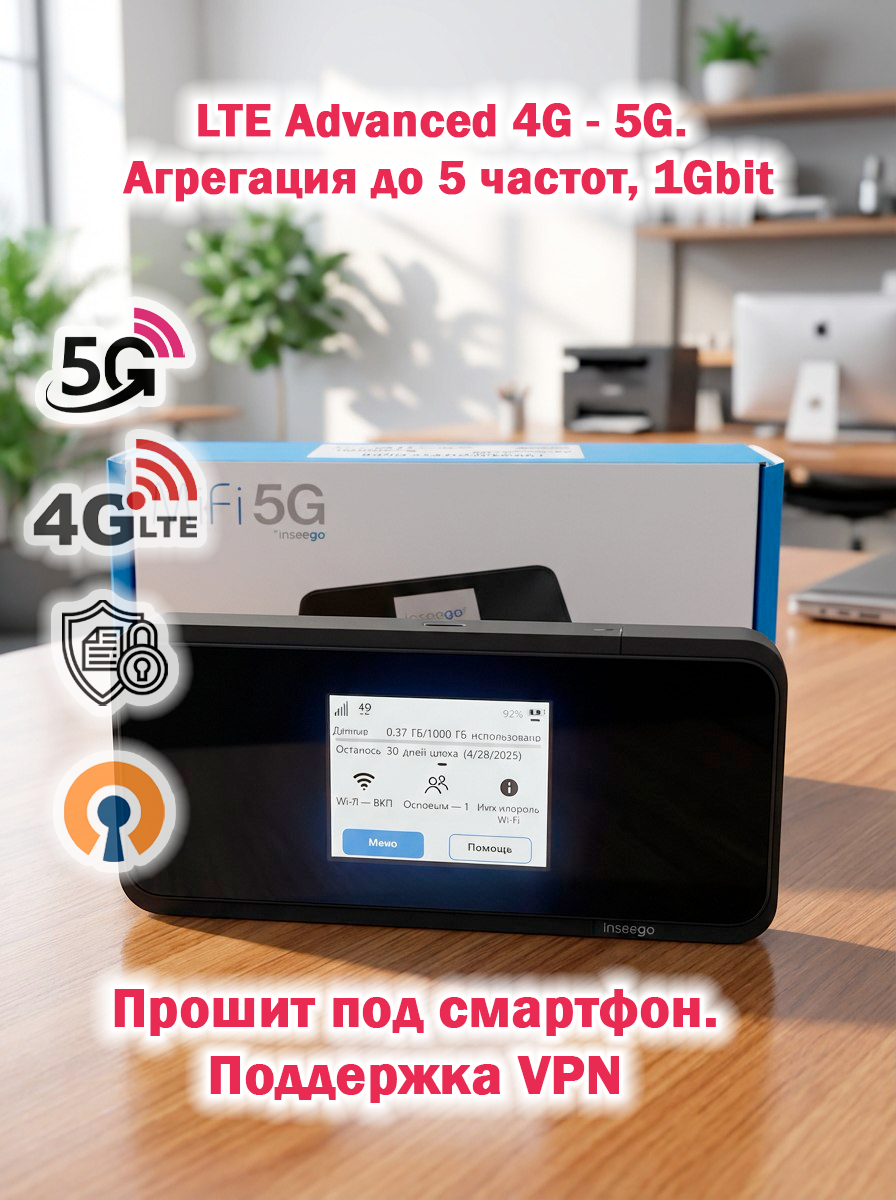 Портативный, высокоскоростной мобильный 4G роутер Wi-Fi от сим карты 20 cat. поддержка VPN