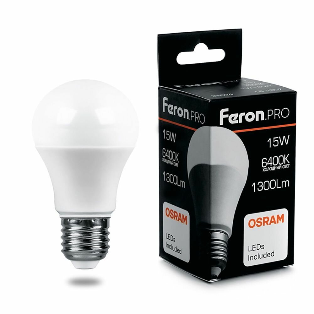 Лампа светодиодная LB-1015 Шар E27 15W 175-265V 6400K Feron.PRO 38037