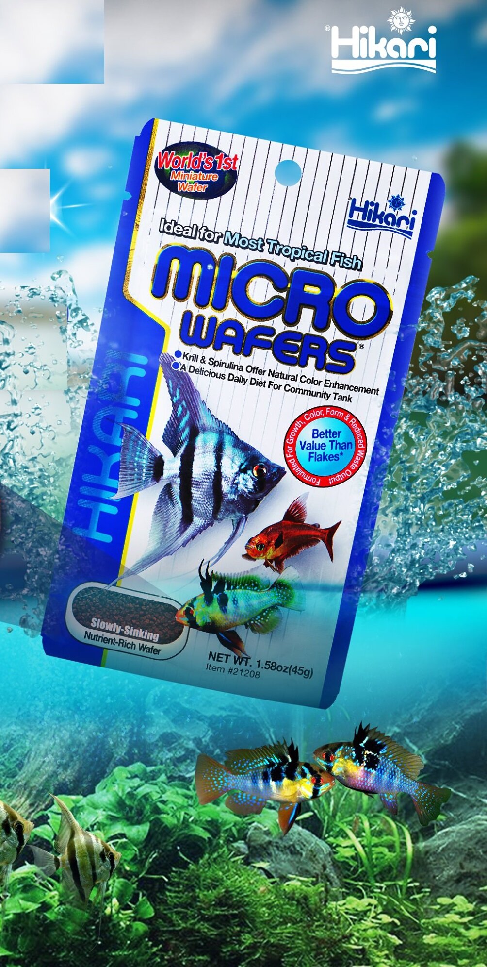 Корм для всех видов всеядных тропических рыб Hikari Micro Wafers (45 г.)