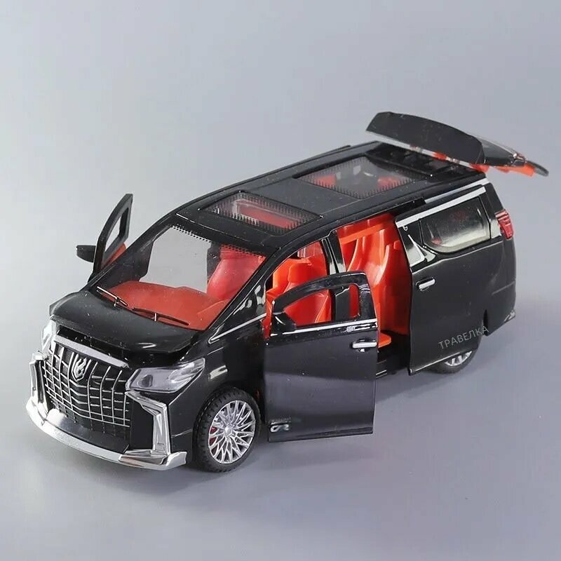 Инерционная игрушечная машина Alphard с открывающимися дверями, черная, музыкальная