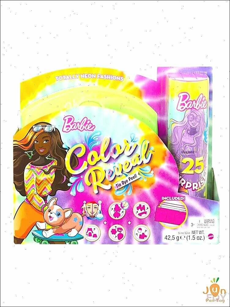 Mattel Color Reveal Totally Neon HCD27 / Игрушки для девочек с 25 сюрпризами, включая модных кукол и домашних собачек, подойдут в качестве подарков на день рождения