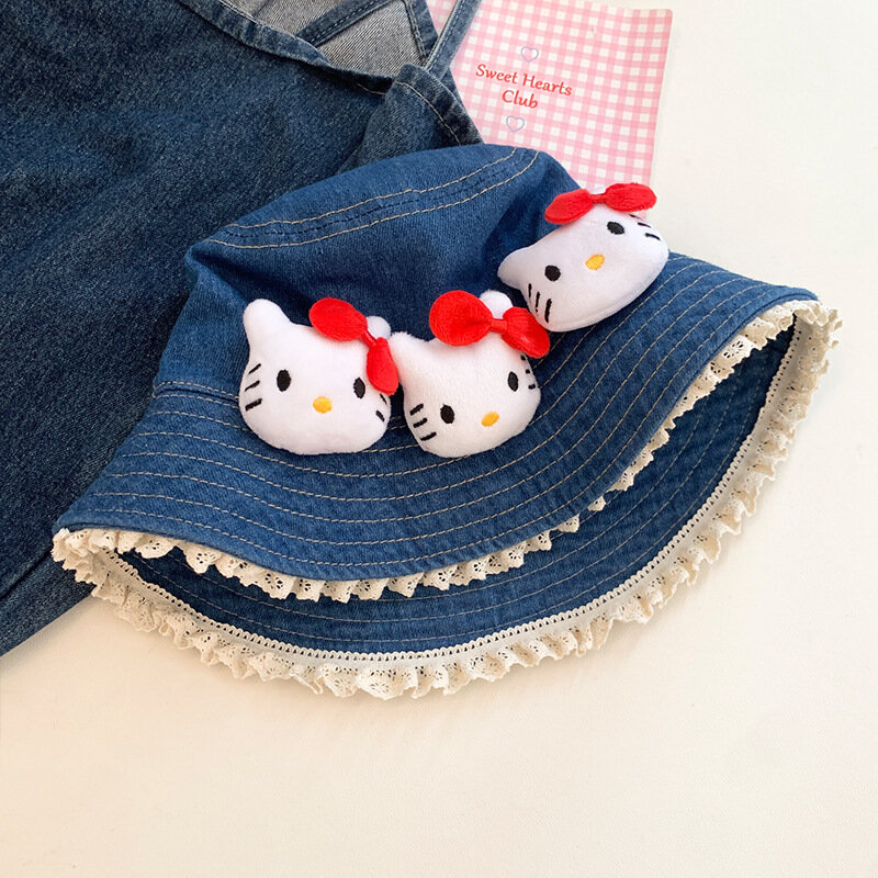 Джинсовая рыбацкая шляпа с милым котенком и котом, женская летняя корейская версия, маленькая шляпа-ведро с изображением лица, солнцезащитная шляпа с большим обхватом головы