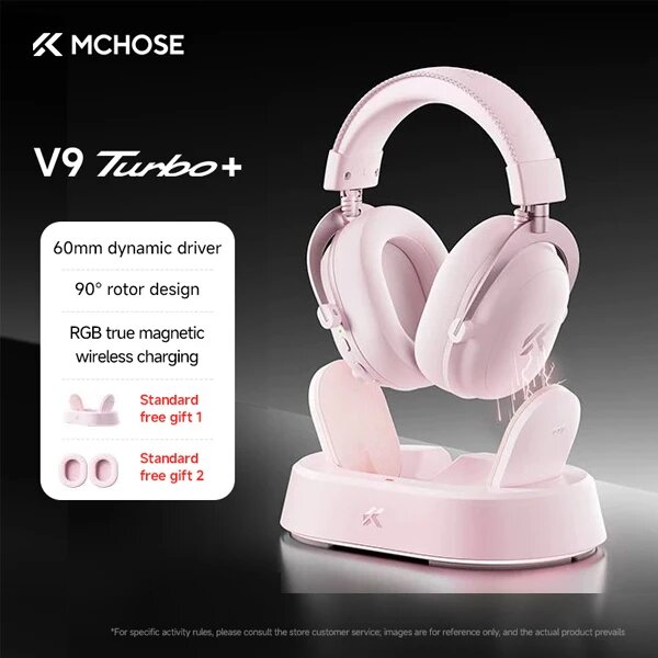 MCHOSE V9 Turbo+ Беспроводные игровые наушники Розовый, Plus Pink