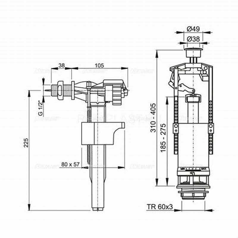 AlcaPlast. Выпускной комплект со стоп-кнопкой, 1/2", низкое подключение, хром